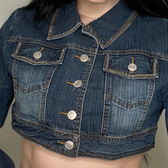 Nikibiki | Jackets & Coats | Nikibiki Cropped Jean Jacket In Blue ...